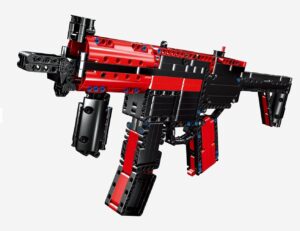 skywin mp5 submachine shooting build block toy for kid - 642 pieces toy building sets and shooting game interactive brick blaster, 21 x 3 x 9 inches