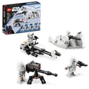 lego star wars snowtrooper battle pack 75320 set, building toy with 4 figures, blasters and speeder bike, gift idea for grandchildren, kids, boys and girls ages 6 and up