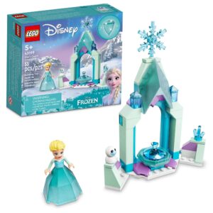 lego disney elsa's castle courtyard 43199 building set, disney frozen ice castle with princess elsa mini doll figure, disney princess toy set for kids age 5+, great gift for birthday or any time