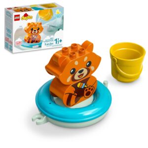 lego duplo bath time fun: floating red panda 10964 bath toy for babies and toddlers ages 1.5 plus years old, baby bathtub water toys, easy to clean