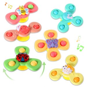 harrycle 6 pieces suction cup spinner toy sea theme sensory bath spinner toys bear butterfly suction toys for birthday learning game and party supplies (novelty style)