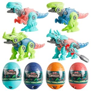 beiguo 4 pack jumbo dinosaur eggs with take apart dinosaur toys building toys for kids boys girls easter basket stuffers gifts