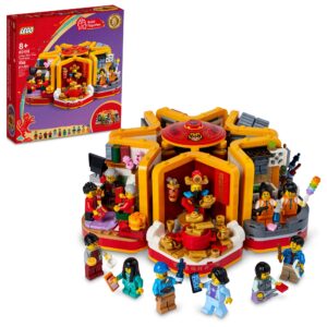 lego lunar new year traditions 80108 building kit; gift toy for kids aged 8 and up; building set featuring 6 festive scenes and 12 minifigures, including the god of wealth (1,066 pieces)