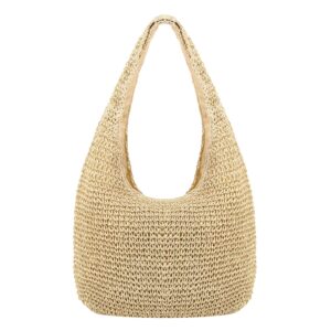 naimo women straw bag woven fishing net tote handbag rattan shoulder bag weaving straw travel beach bag