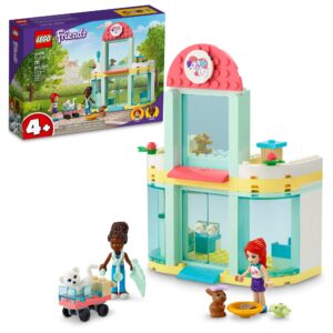 lego friends pet clinic 41695 building kit; with 2 mini-dolls including mia, plus cat and rabbit toys; creative birthday gift for kids aged 4 and up (111 pieces)