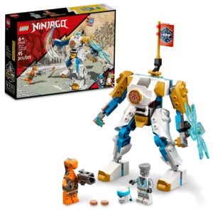 lego ninjago zane’s power up mech evo action figure with cobra snake and zane minifigure, 71761 collectible mission banner series, ninja toys for kids