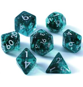 ocean moss dice set for dnd - unique aquamarine ocean moss for role playing games (rpg) - detailed stunning textured resin polyhedral dungeons and dragons dice set for d&d, pathfinder, and more