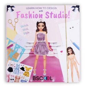 bscool fashion studio drawing, coloring & little designer creativity book for kids 4 and up with stickers, stencils, textures - creative fashion design sketchbook for girls