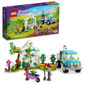 lego friends tree-planting vehicle 41707 building toy set for kids, girls, and boys ages 6+ (336 pieces)