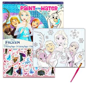 classic disney disney frozen paint posters set - 4 pc bundle with frozen painting activity book, coloring books, stickers and more | frozen anna and elsa activities for toddlers, kids