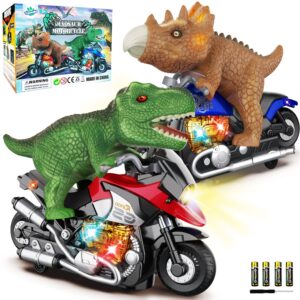 dinosaur toys for kids 3-5 dino toy cars, kids dinosaur toys toddler boy toys vehicle playsets with flashing lights for 5-7 boys girls, boy toys age 3-5, christmas birthday gifts for kids 2 pack