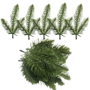 jylucky 60 pcs artificial pine needles with 3 branches, 5.9 x 3.9 inch pine twigs greenery plants pine leaves needle for thanksgiving christmas diy garland wreath wedding home garden decoration