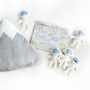 slumberkins the feels set - includes 5 mini feels plush toys, interactive story book, & slumberkins mountain pillow for easy storage - social emotional tools for ages 0+