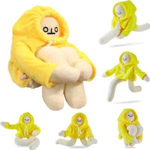 plush banana man toy, 16inch weird banana man doll with magnet, funny poseable decompression toy stuffed animals doll gifts for boys girls birthday party christmas(yellow)