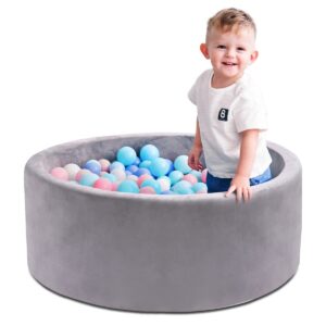 lekilv foam ball pit for toddlers, 1-3 year old kids baby gift indoor, soft velvet fabric, balls or toys storage organizer (note: no ball)