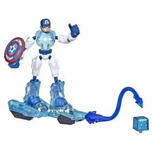 avengers marvel bend and flex missions captain america ice mission figure, 6-inch-scale bendable toy with 2-in-1 accessory, ages 4 and up