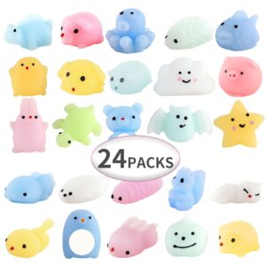 24 pcs squishy toys mochi party favor for kids gift prizes for kids classroom desk pets birthday easter christmas goodie bag random animal