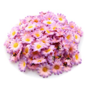 rlecs 100pcs 40mm artificial daisy purple silk daisy gerbera flowers head sunflower for party, wedding, art hall, office, shop, home, garden decoration