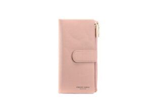 forever yameili wallets for women pu material portable lady wallet large capacity credit card wallet (pink)