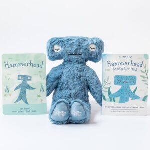 slumberkins hammerhead kin board book and stuffed animal set | promotes conflict resolution, social skills & responsibility | social emotional learning & development | 14” soft plush