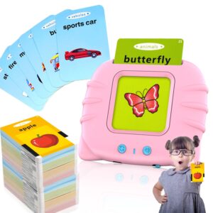 linqool preschool learning toys,toddler flash cards,112pcs animal sight words cards kindergarten,educational toys for 2 3 4 5 year old boys girls,toddler activities gift (pink) (lq04)