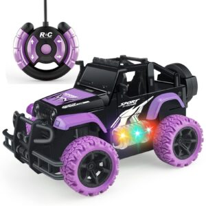 remote control car, girls rc cars off road truck toy 1:20 scale remote control car for girls 4-7 8-12, rc race cars toy with 3 color led lights remote control vehicles kids birthday gift- purple