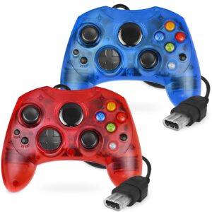 yioone controller replacement for xbox controller s-type/original xbox controller,classic controller compatible with original xbox console(pack of 2,sapphire blue and ruby red)