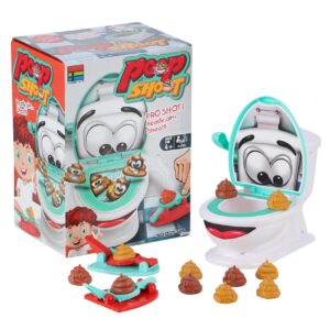 red stars family poop shoot the toilet creative toy for 4-12 years boys and girls,include 12 poops, 2 launchers and a sticker