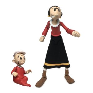 boss fight studio olive oyl popeye classics wave 1 action figure – highly articulated figurine with accessories including swee’ pea, fabric skirt, alternate heads and hand, and removable hat - 1:12