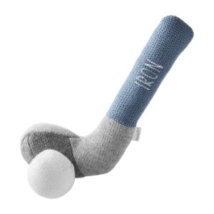 mud pie children's goft knit rattle, blue iron club