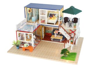 diy miniature dollhouse kit container home b - miniature house kit - tiny house building kit with dust cover music box - diy miniature kit with furniture - diy house kit for adults