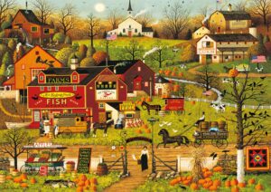 buffalo games - charles wysocki - blackbirds roost at mill creek - 500 piece jigsaw puzzle for adults -challenging puzzle perfect for game nights - finished size is 21.25 x 15.00