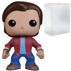 pop supernatural - sam winchester funko vinyl figure (bundled with compatible box protector case), multicolored, 3.75 inches