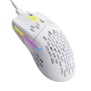 keychron m1 wired gaming mouse pmw3389 sensor 16,000 dpi, 68g ultra-lightweight, on-board memory, rgb backlit, pc/mac (white)