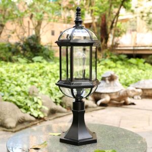 mrdsre 3-layer 8-inch column lamp vintage outdoor glass led post lighting rustic waterproof led pillar wall lamp villas garden porch home landscape pathway lights