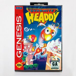 retro game 16 bit md game card dynamite headdy with retail box for sega genesis system (jap shell)