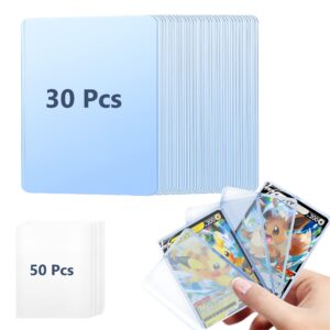 yeio top loaders for cards,hard card sleeves pvc trading card holder clear protective sleeves holder for baseball card,sports cards, trading card, game card 3 x 4 inch (30 pcs+50 penny sleeves)