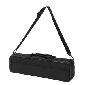 flute carry case with adjustable strap and handle - padded instrument case for 16-hole flute - exterior pocket (black)