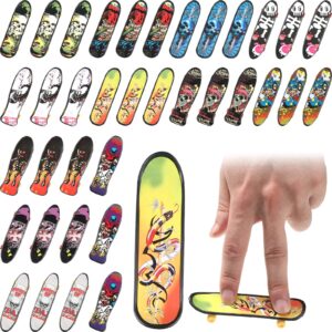 36 pieces mini finger skateboard toy skateboard finger boards with double sided pattern creative fingertip movement novelty toys party favors decorations supplies for teens and adults (retro style)