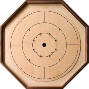 the deluxe (walnut rail) - traditional octagon crokinole board game set