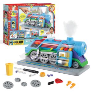 ryan's world diy model steam engine construction kit, 55-piece mechanical engineering learning set, kids science experiment stem toy for ages 8+, creative educational design with tool and stickers