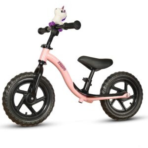 kriddo toddler balance bike 2 year old, age 24 months to 5 years old, early learning interactive push bicycle with steady balancing, gift bike for 2-5 boys girls, pink