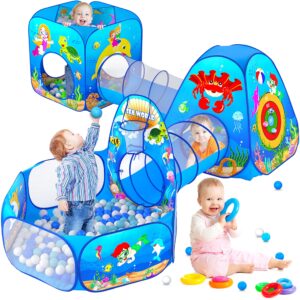 5pc baby ball pits for toddlers, kids play tent and play tunnel, children indoor outdoor playhouse with crawling toys, boys and girls best birthday gifts (balls not included)