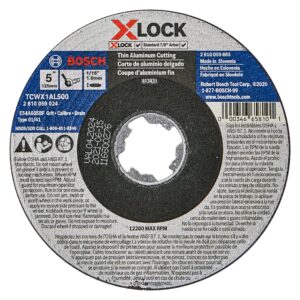 bosch tcwx1al500 5 in. x 1/16 in. x-lock metal cutting abrasive wheel 46 grit compatible with 7/8 in. arbor type 1a (iso 41) for applications in aluminum cutting