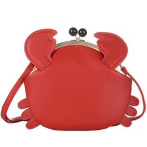 personalized cartoon style ladies shoulder bag, crab-shaped messenger bag, animal style ladies handbag(red)