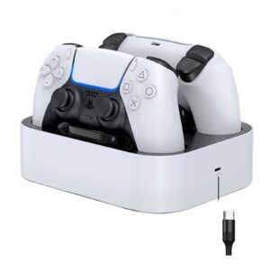 ps5 charging station, ps5 controller charger station for dualsense playstation 5 controller charging stand, dual charging dock with led indicator, type-c fast charging