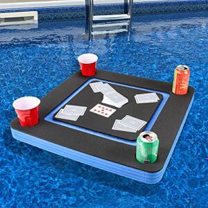 polar whale floating game or card table blue and black tray for pool or beach party float lounge durable foam 23.5 inch drink holders with waterproof playing cards deck uv resistant