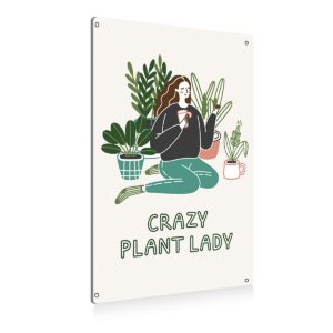 funny crazy plant lady sign metal tin sign wall decor for home garden decor gifts - 8x12 inch