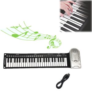 roll up piano,49 keys electric piano keyboard,portable keyboard piano,keyboard piano for beginners(silver)