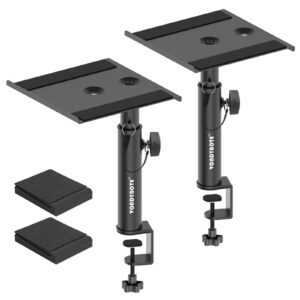 vondynote set of 2 studio monitor stands desktop speaker stands height adjustable 12" to 18" speaker stands with desk clamp